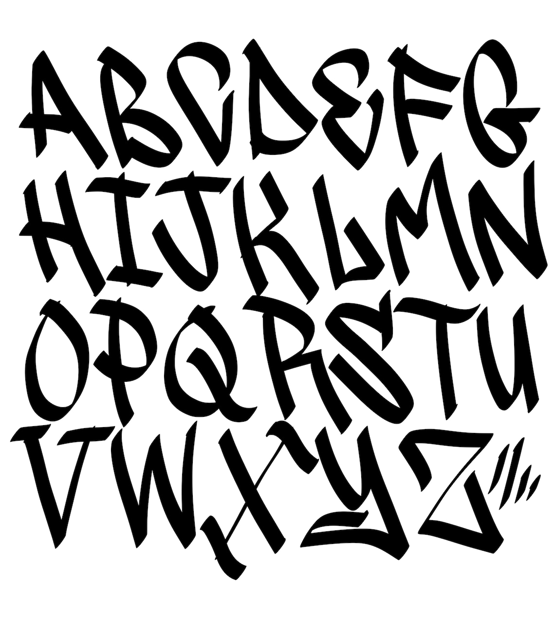 DIGITAL DOWNLOAD - Graffiti Tag Alphabet PNG Lettering Graphic Vector ...