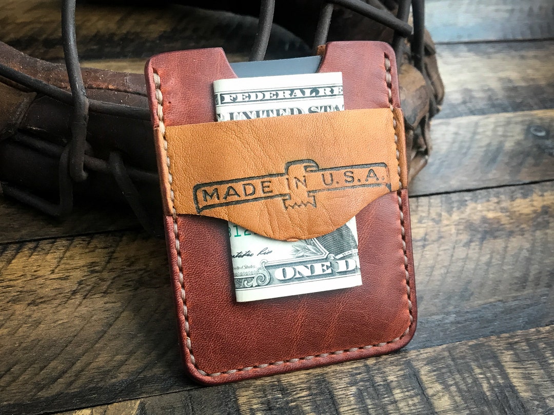 Repurposed Baseball Glove Leather Card Sleeve, Minimalist Leather ...