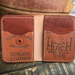 Repurposed Vintage Football Leather Vertical Bi-fold Wallet, Minimalist ...