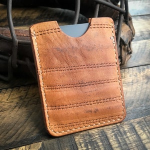 Repurposed Baseball Glove Leather Card Sleeve, Minimalist Leather ...