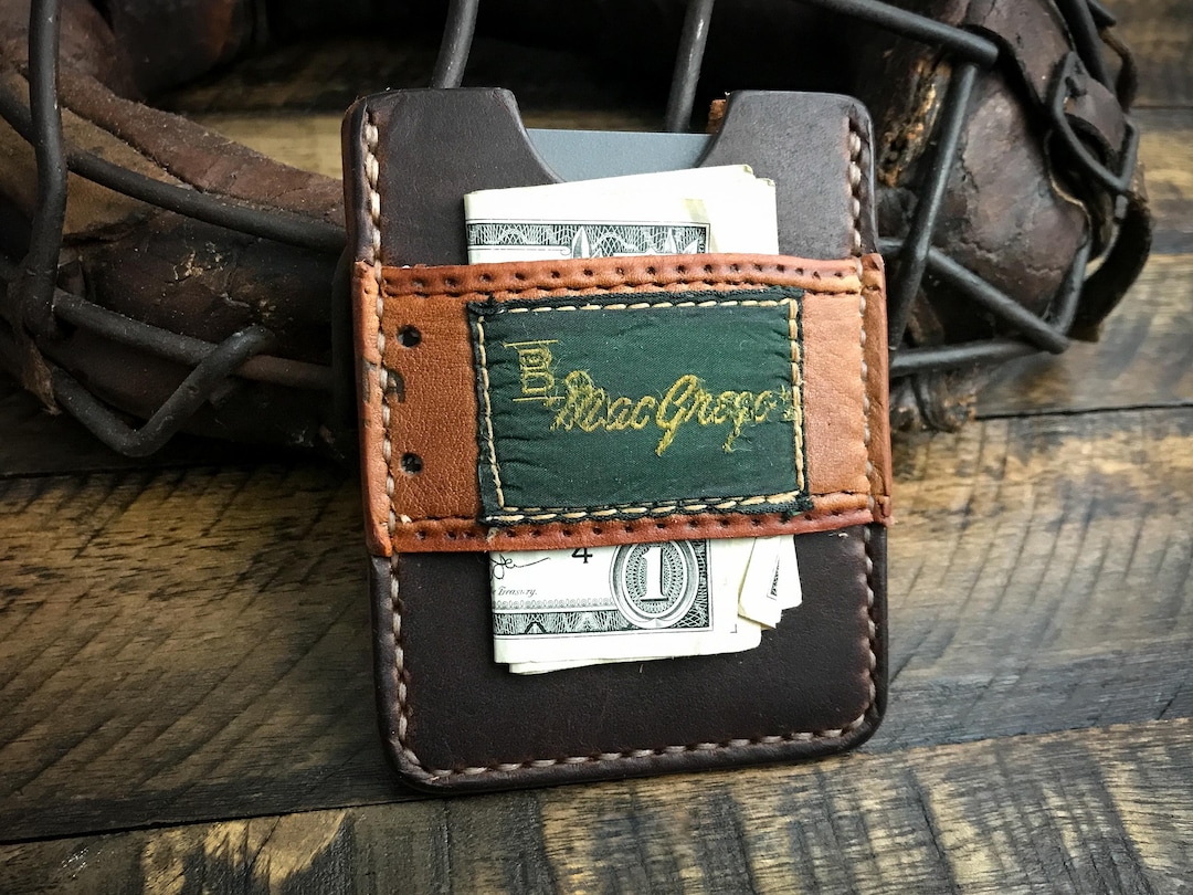 Repurposed Baseball Glove Leather Card Sleeve, Minimalist Leather ...