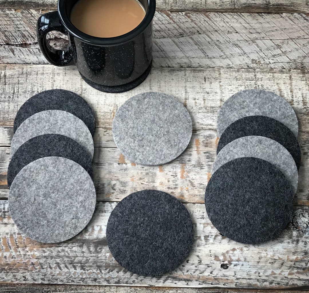 Round 100% Merino Wool Felt Drink Coaster Set - Etsy