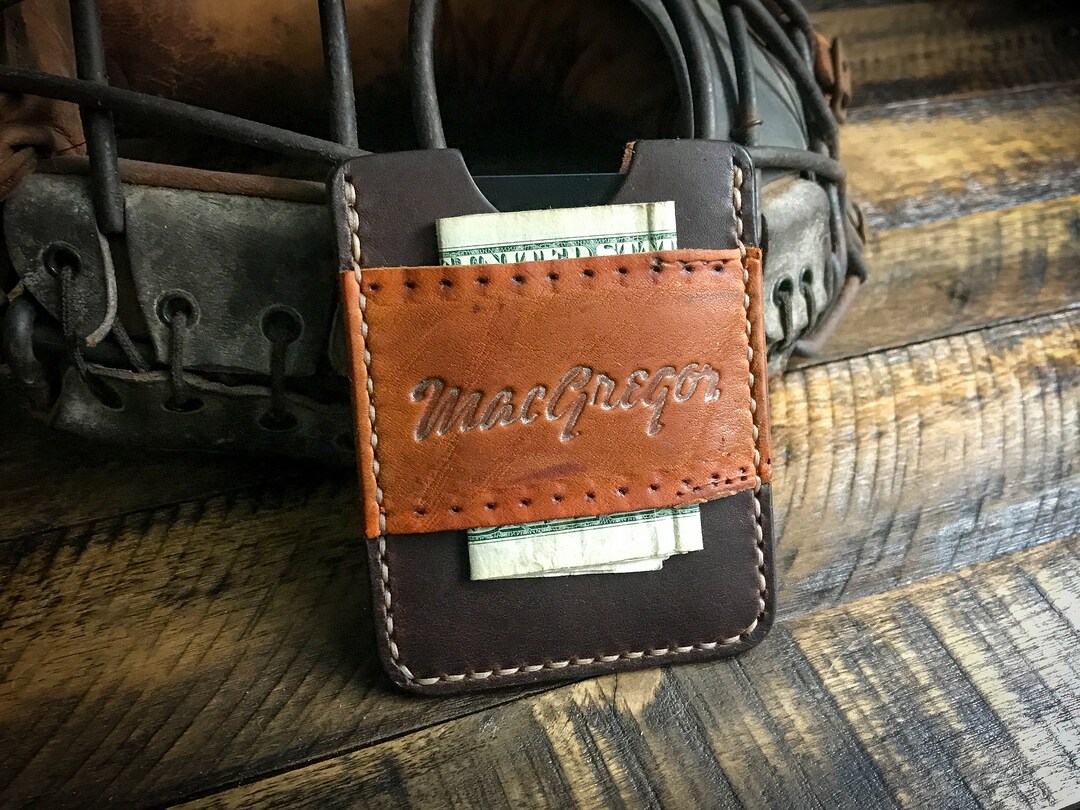 Repurposed Baseball Glove Leather Card Sleeve, Minimalist Leather ...