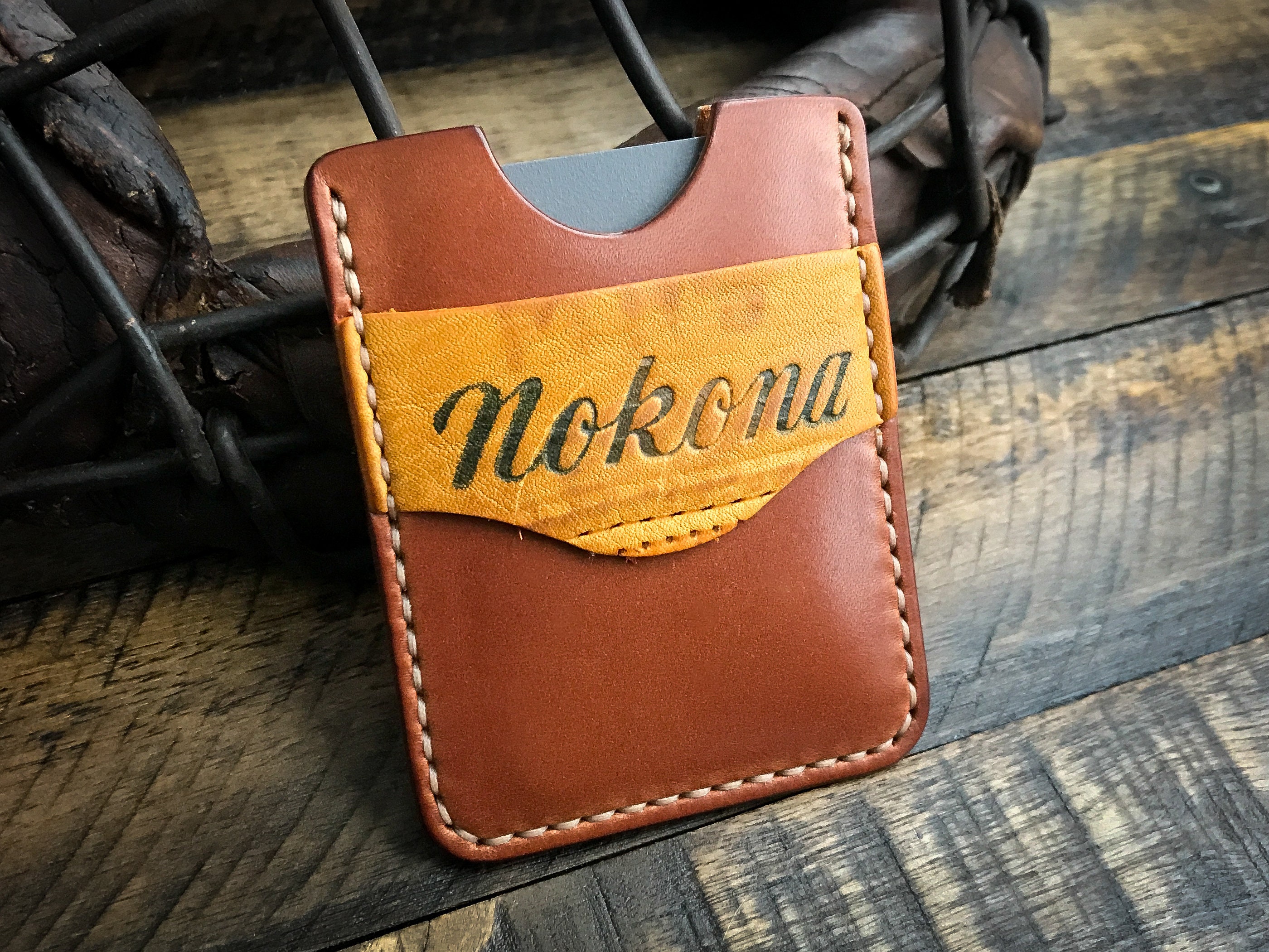 Nokona Repurposed Baseball Glove Leather Card Sleeve, Minimalist ...