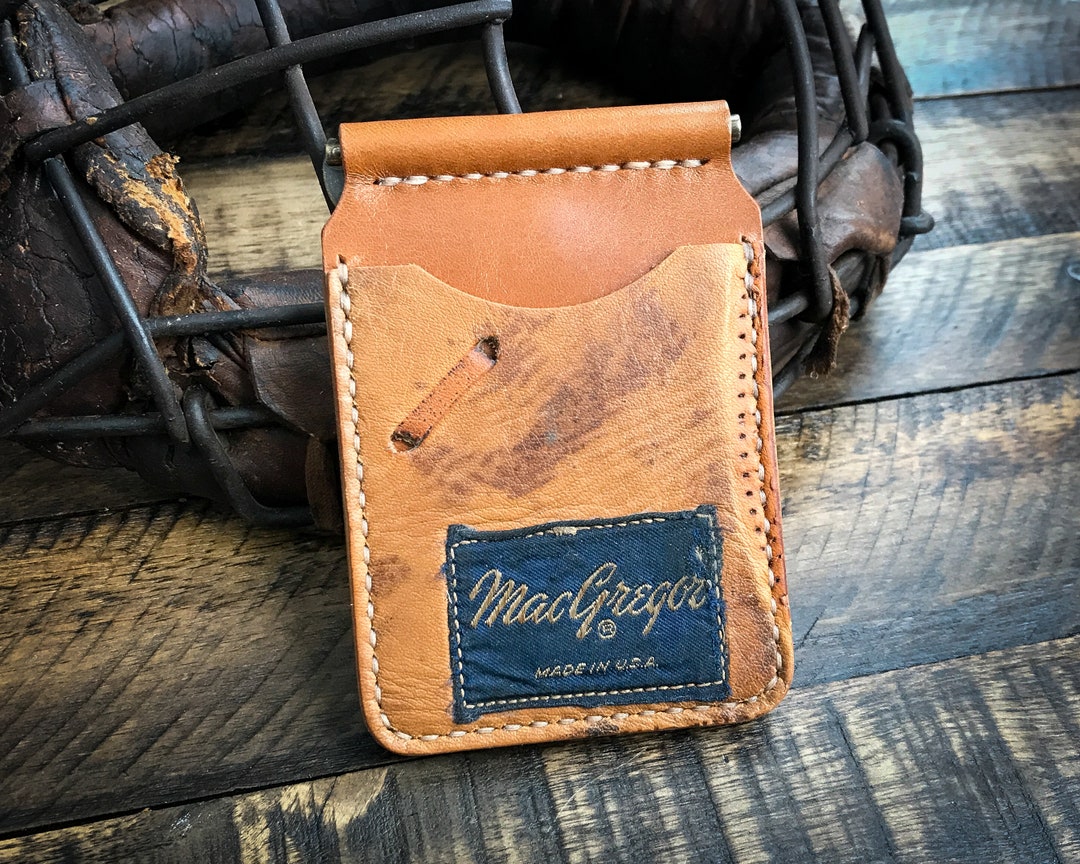 Repurposed Baseball Glove Leather Money Clip Wallet: Handmade Card ...