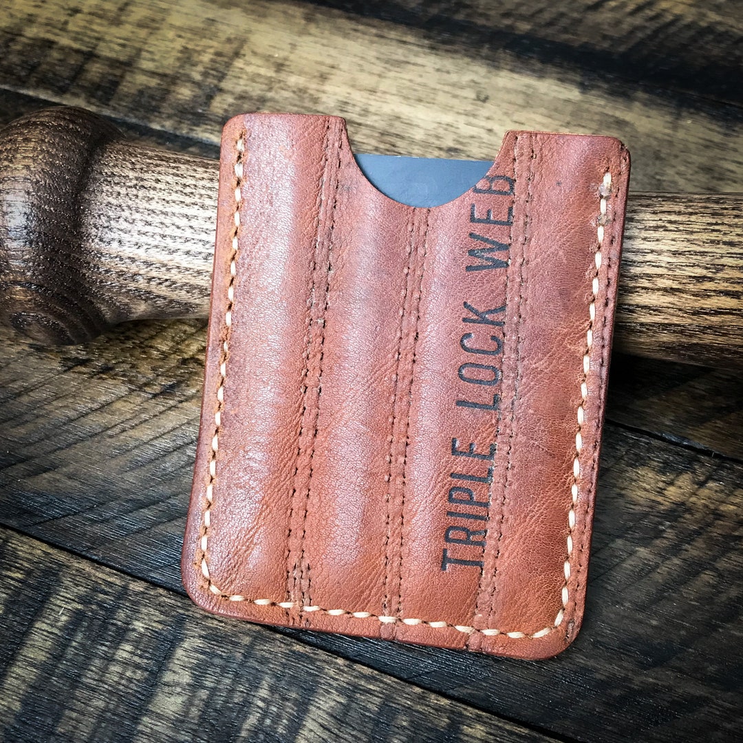 Repurposed Baseball Glove Leather Card Sleeve, Minimalist Leather ...