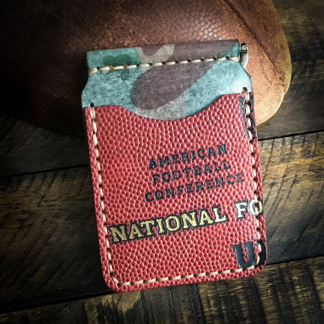 Repurposed Football Leather Money Clip Wallet: Handmade Minimalist Card ...