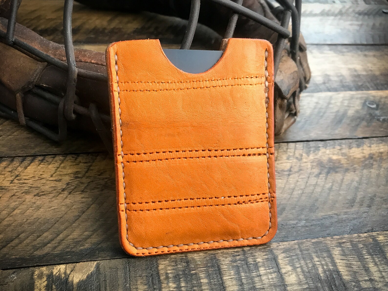Nokona Repurposed Baseball Glove Leather Card Sleeve, Minimalist ...
