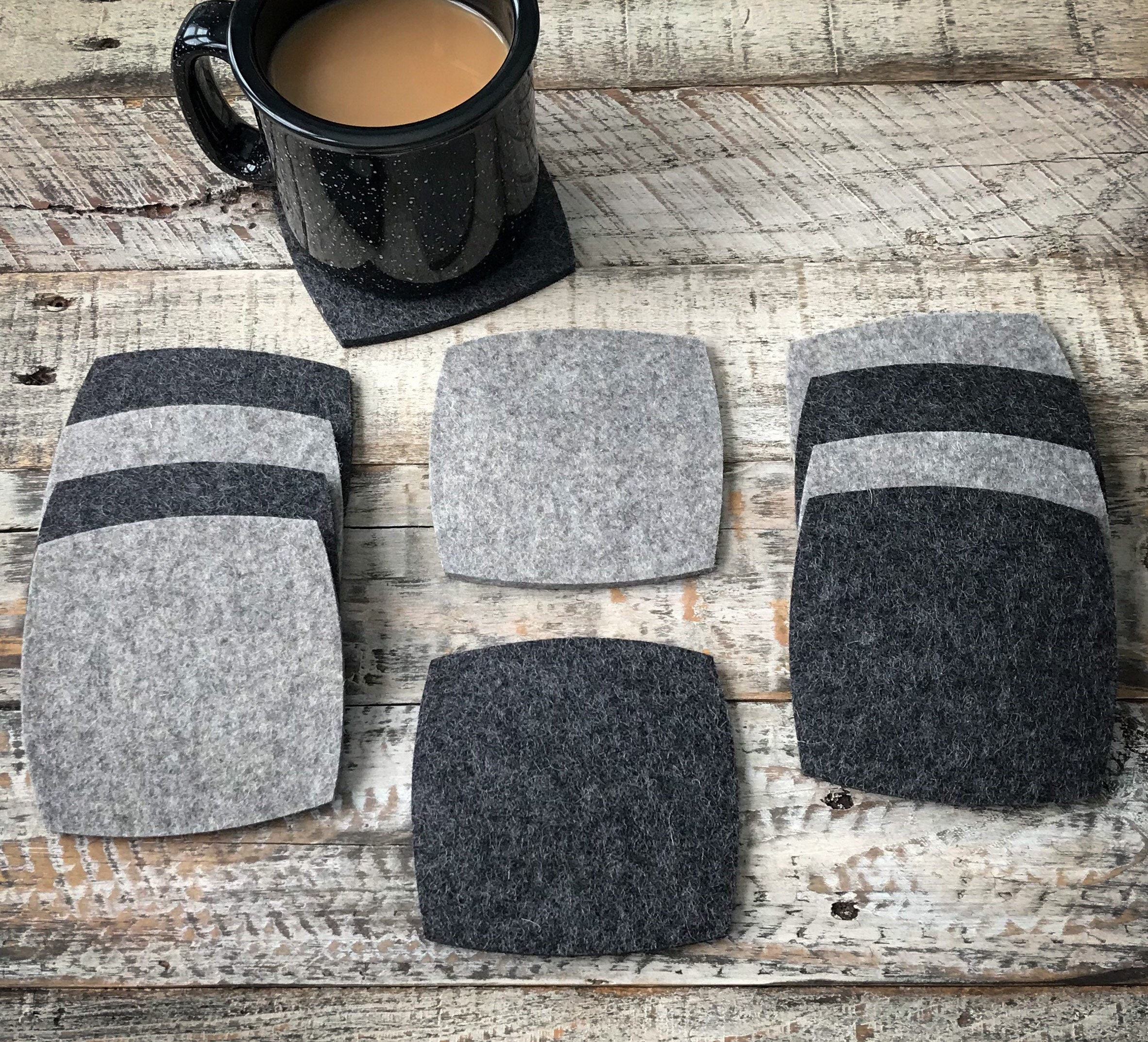 Curved Square 100% Merino Wool Felt Drink Coaster Set - Etsy