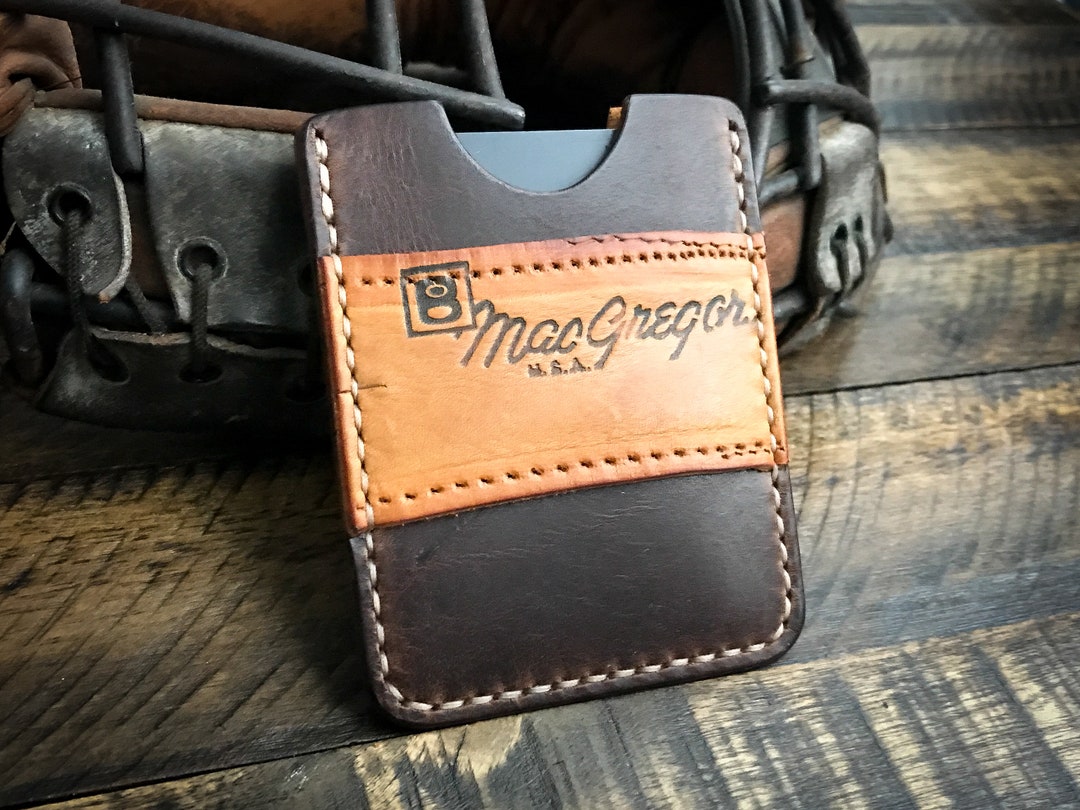Repurposed Baseball Glove Leather Card Sleeve, Minimalist Leather ...