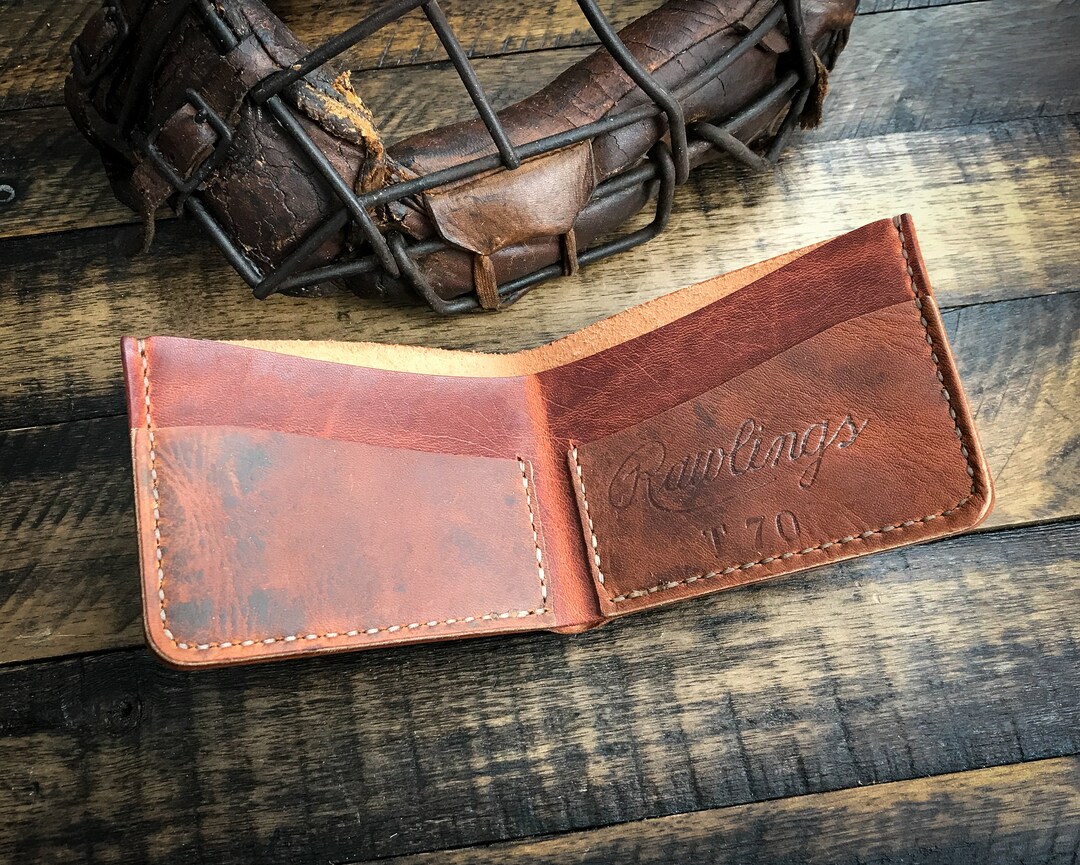 Repurposed Baseball Glove Leather Bi-fold Wallet: Handmade Horween ...