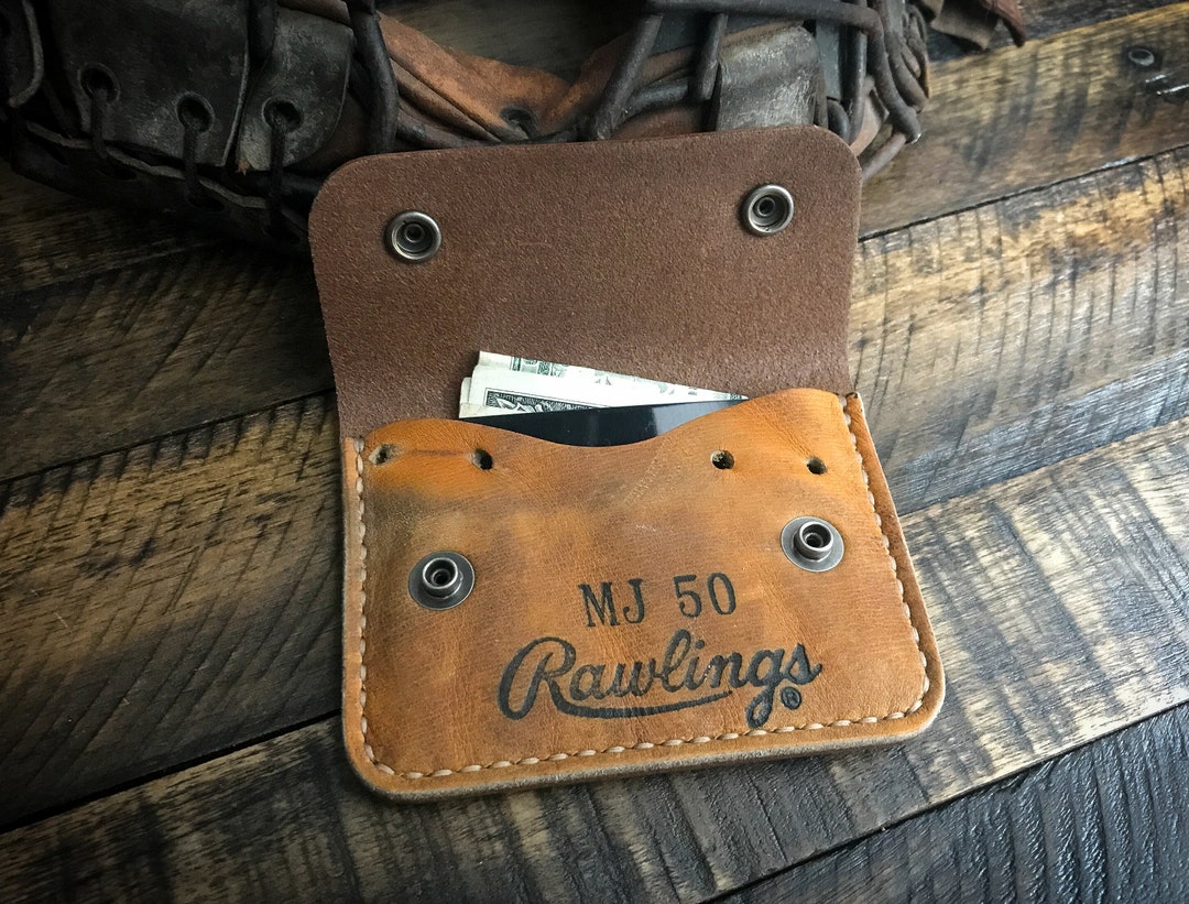 Repurposed Baseball Glove Leather Snap Wallet, Minimalist Leather ...