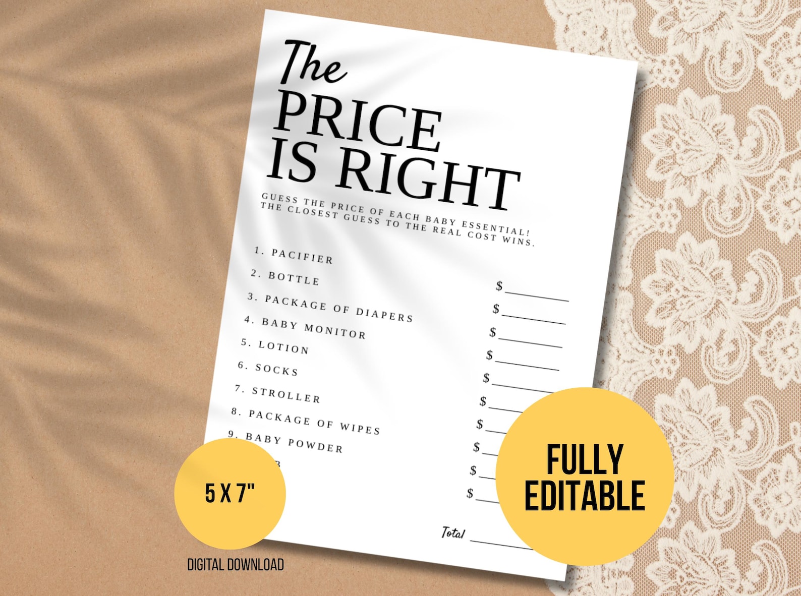 Editable the Price is Right Baby Shower Game | Guess the Price Game ...
