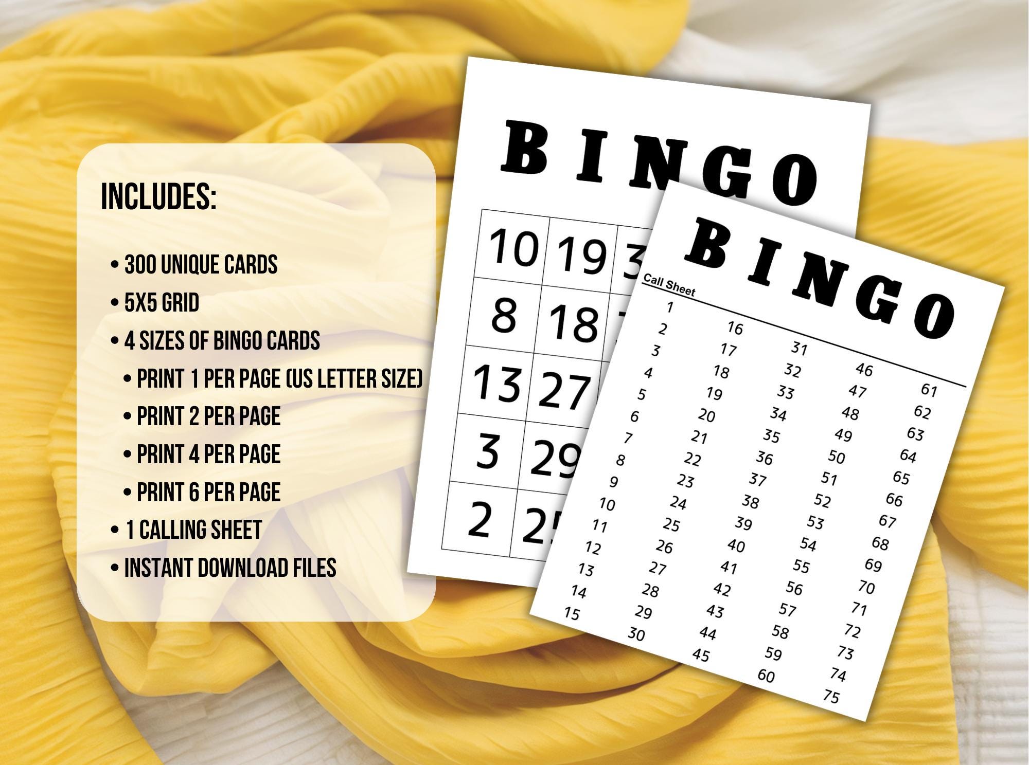 300 Unique Bingo Cards Printable PDF – Randomized Large Print Bingo ...
