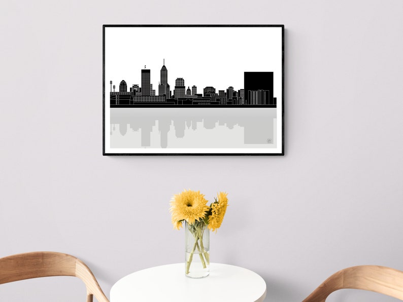 Line Drawing Indianapolis Art Print for Kitchen, Geometric Art ...