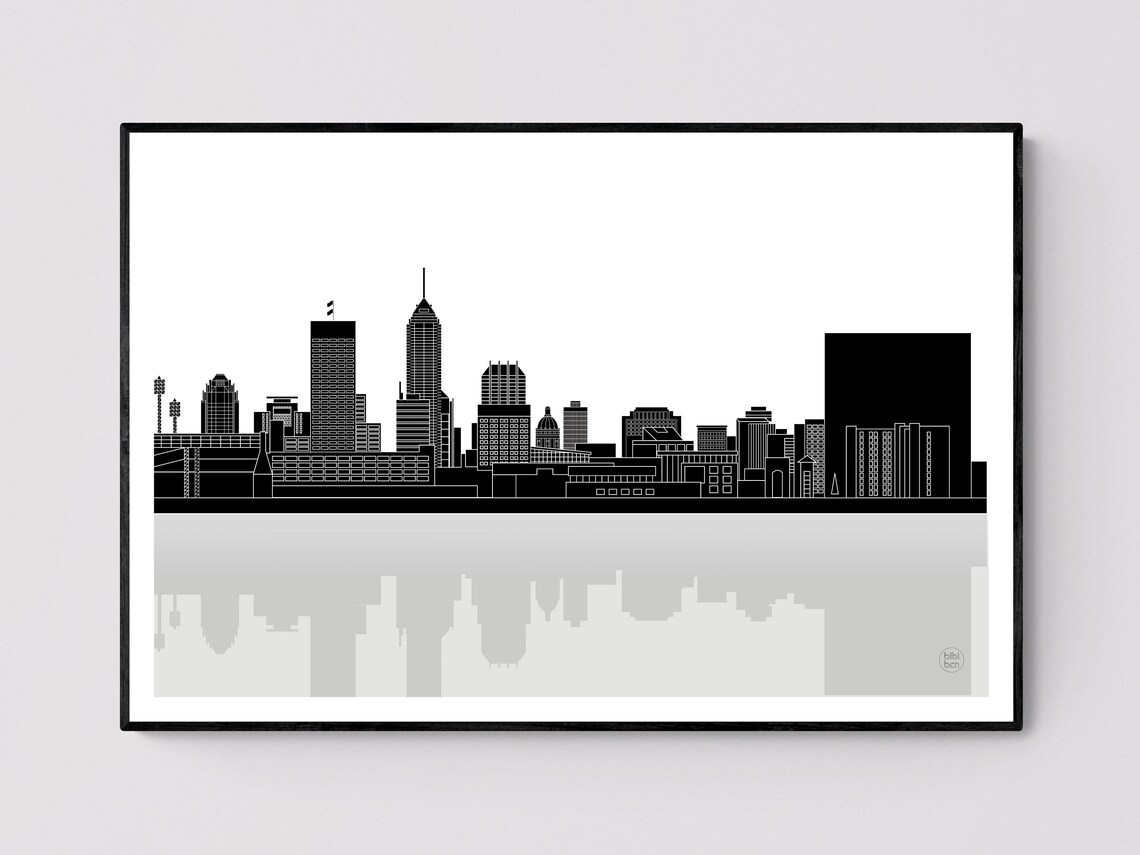 Line Drawing Indianapolis Art Print for Kitchen, Geometric Art ...