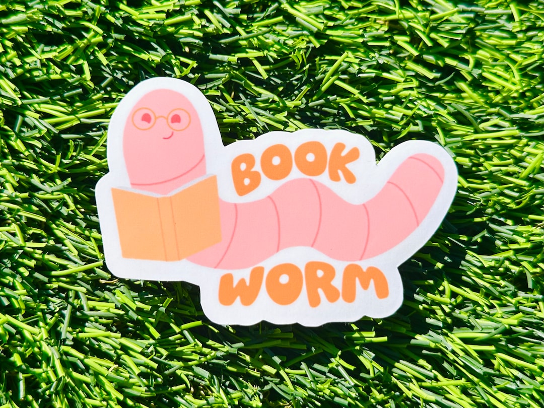 Book Worm Sticker / Water Bottle Stickers / Cute Stickers / Animal ...