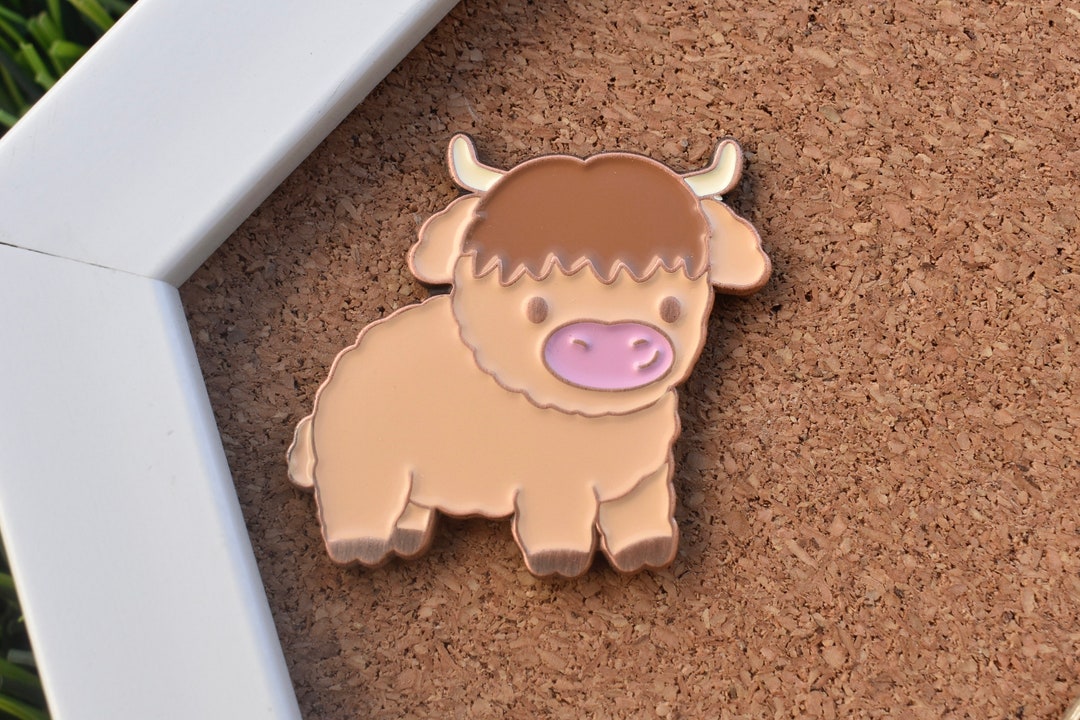 Cute Highland Cow Soft Enamel Pin 1.25 Animal Pin Kawaii Pin Cow ...