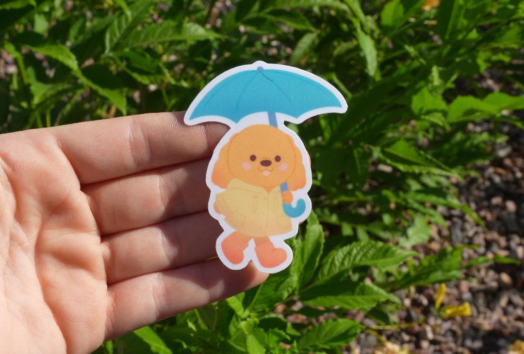 Raincoat Dog Sticker, Water Bottle Sticker, Waterproof, Dog Lover ...