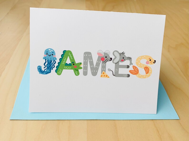 Personalized Animal Alphabet Card/ Birthday Card/ Greeting | Etsy