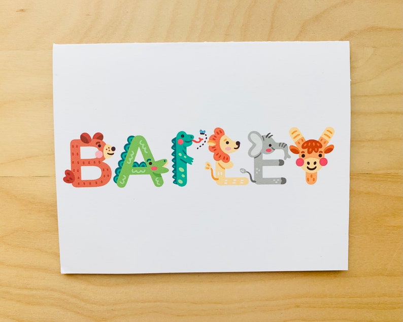 Personalized Animal Alphabet Card/ Birthday Card/ Greeting | Etsy