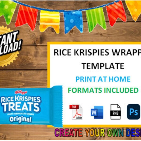 Rice Krispie Treat Wrapper Template - Etsy