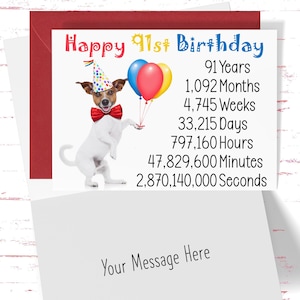 Cute 91st Birthday Card, Time Count Birthday Card for 91st Birthday ...