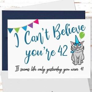 Funny 42nd Birthday Card for Her Sarcastic Birthday Card for - Etsy