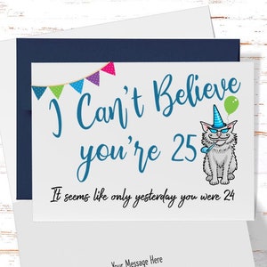 Funny 25th Birthday Card for Her, Sarcastic Birthday Card for 25th ...