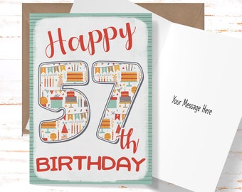 Funny 57th Birthday Card Funny Birthday Card for 57 Year Old - Etsy