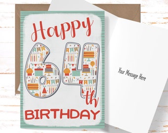 64th Birthday Card - Etsy