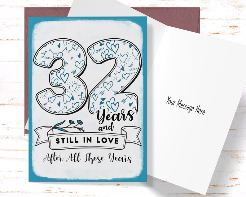 32nd Anniversary Card 32nd Anniversary Gift Thirty Second | Etsy