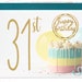 31st Birthday Card for Her, Beautiful Birthday Cake Card With Gold ...