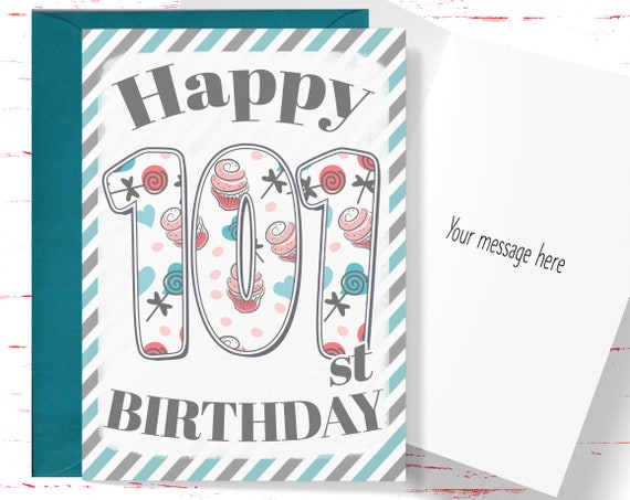 Happy 101st Birthday Card Cute Birthday Card for 101 Year Old - Etsy