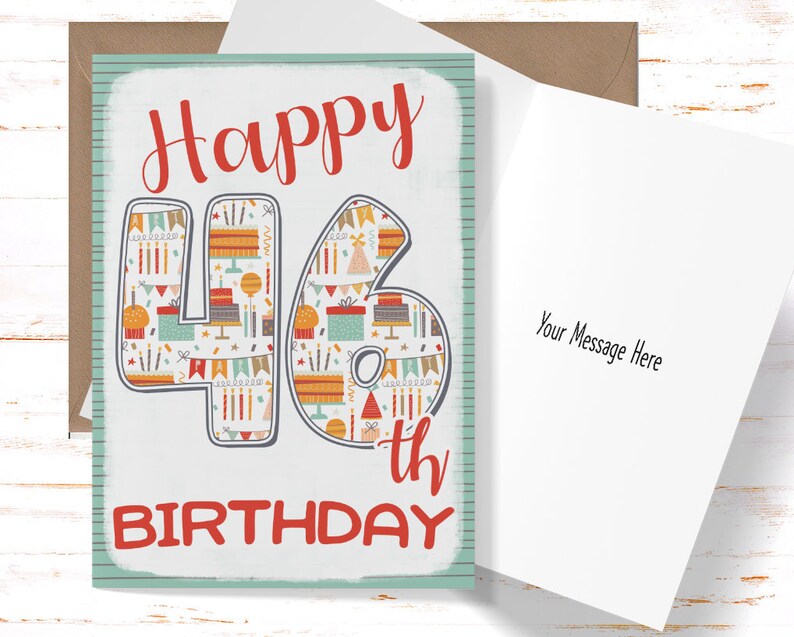 Happy 46th Birthday Card for Her Birthday Card for 46th - Etsy