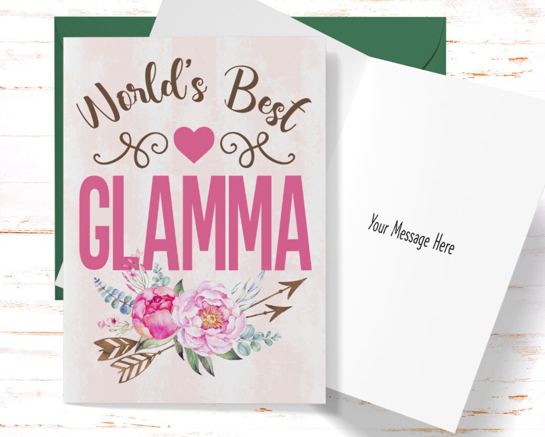 Mother's Day Card World's Best Glamma, Greeting Card for Mother's Day ...