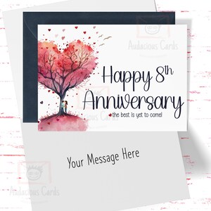 8th Anniversary Card, Eighth Wedding Anniversary Card, for Husband, for ...