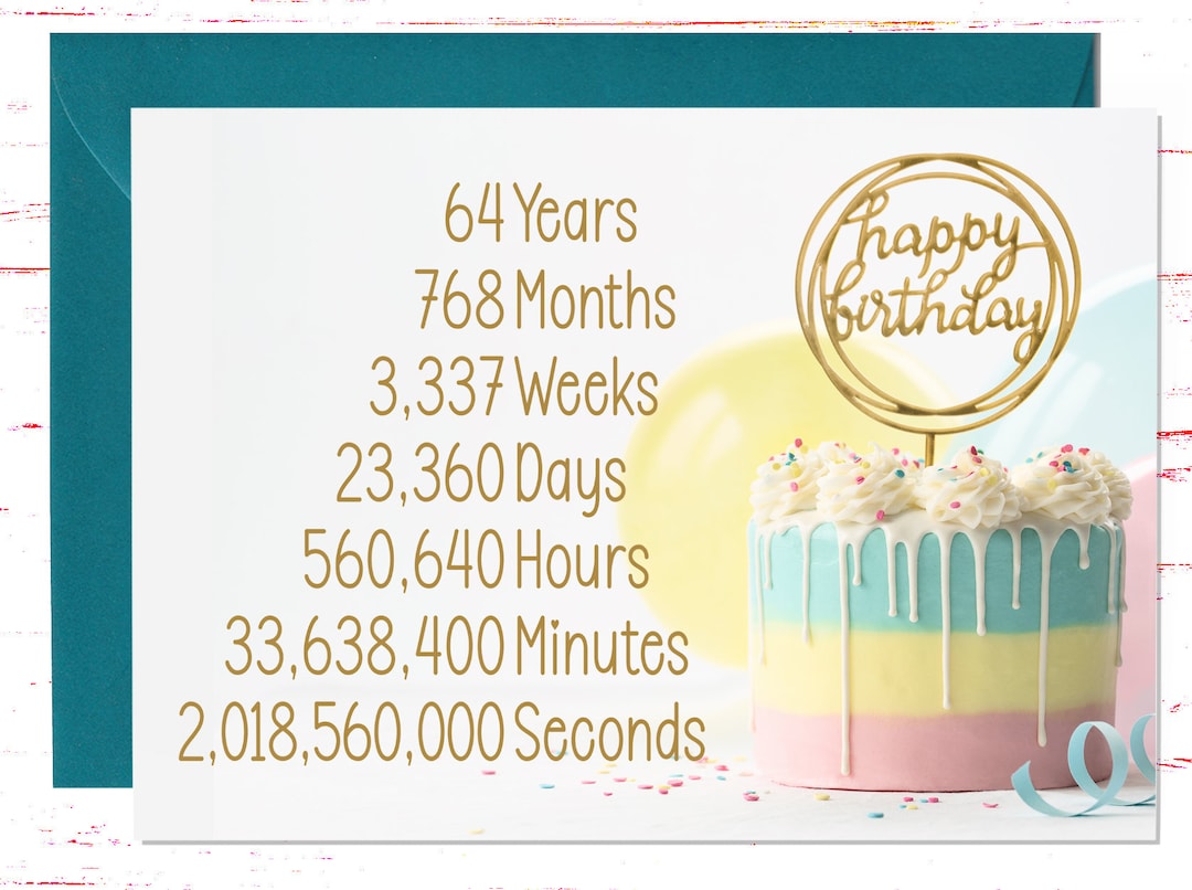 64th Birthday Card for Her, 64th Birthday Card for Women, 64 Year Old ...