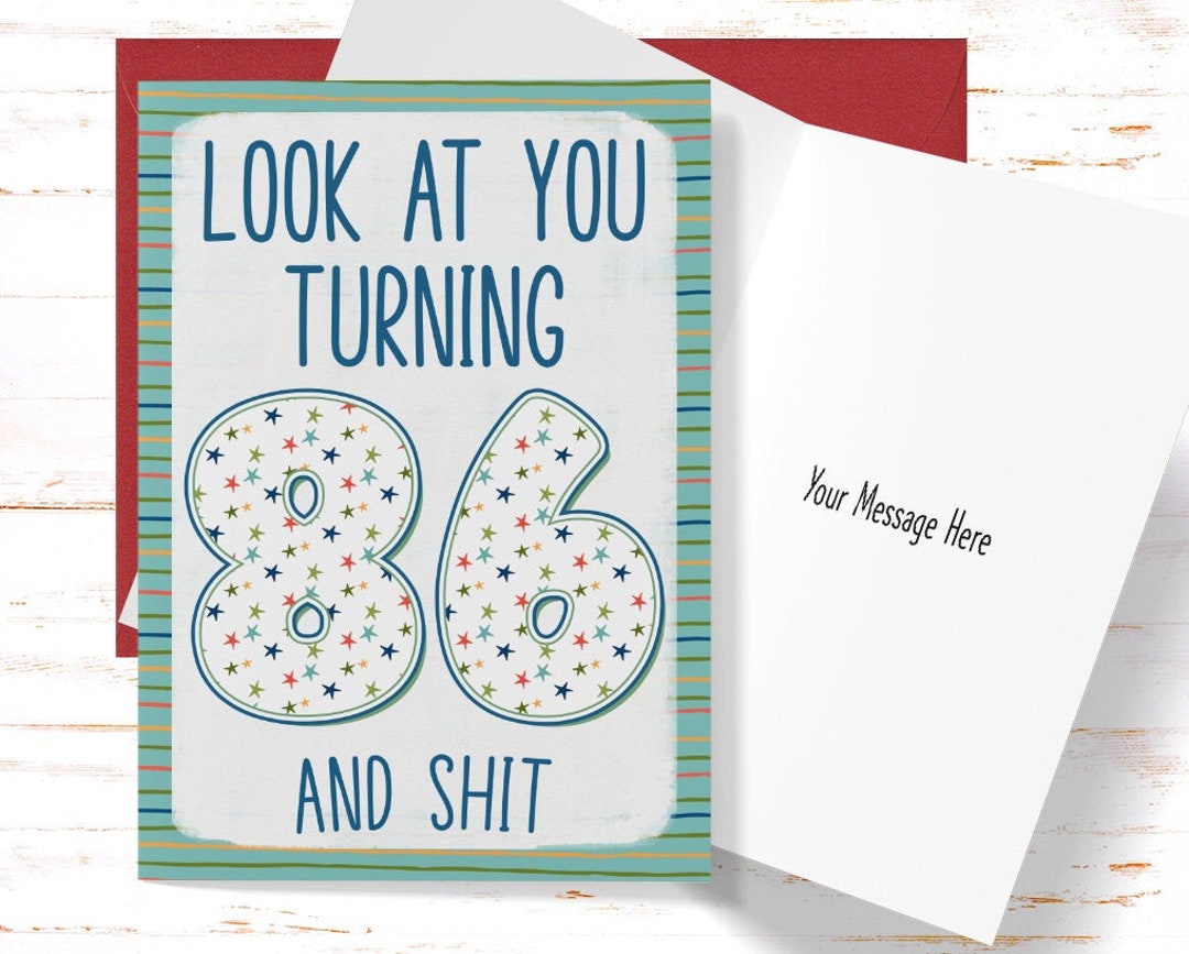 Funny 86th Birthday Card Sarcastic Birthday Card for 86th - Etsy