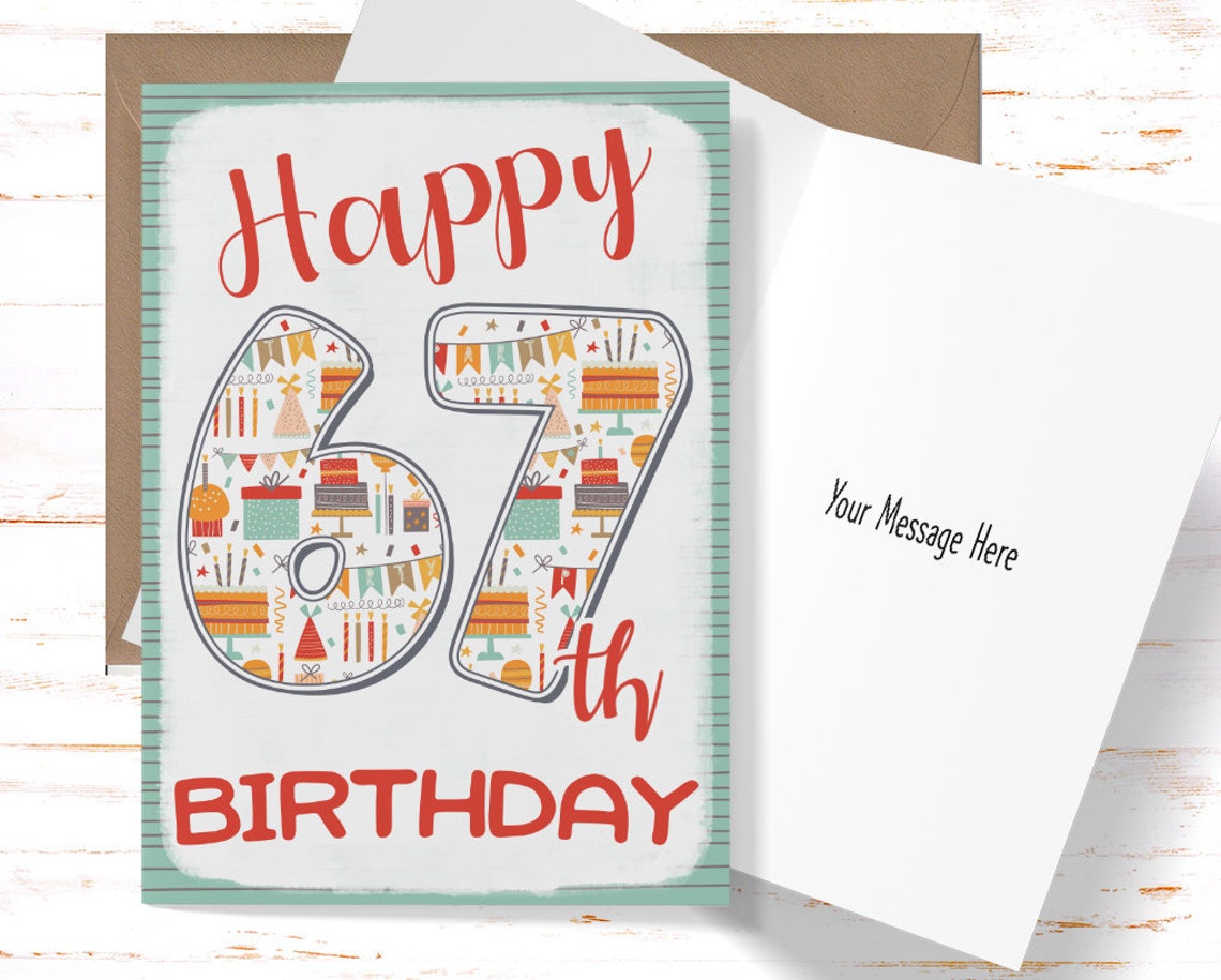 Happy 67th Birthday Card For Her Birthday Card For 67th Etsy