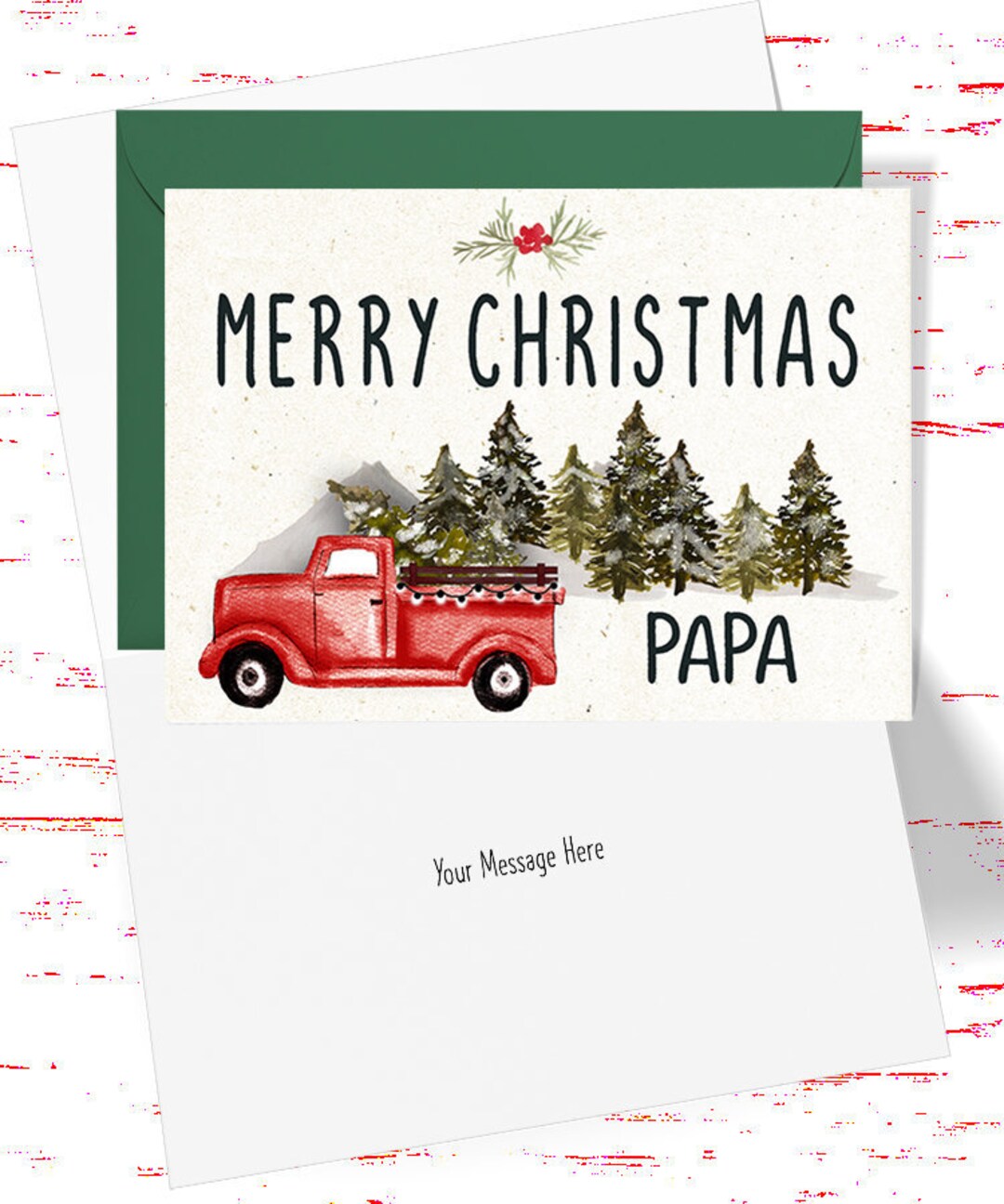 Papa Christmas Card, Merry Christmas Papa Greeting Card, Vintage ...