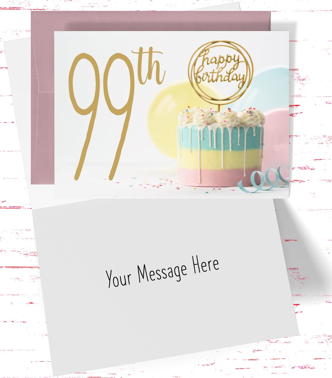 99th Birthday Card for Her Beautiful Birthday Cake Card With - Etsy