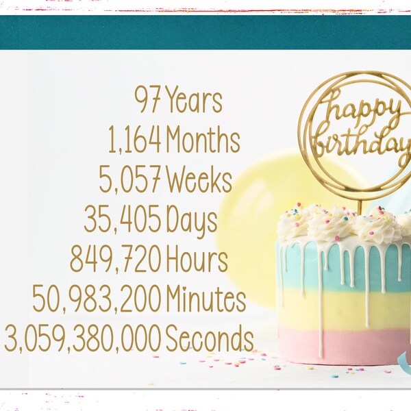Birthday Card for 97 Year Old Woman - Etsy