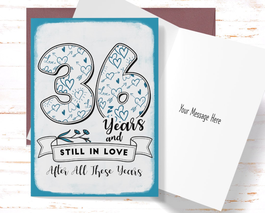 36th Anniversary Card, 36th Anniversary Gift, Thirty Sixth Anniversary ...