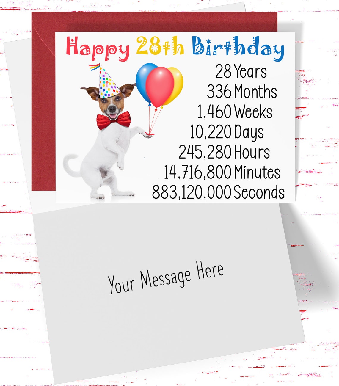 Cute 28th Birthday Card Time Count Birthday Card for 28th - Etsy