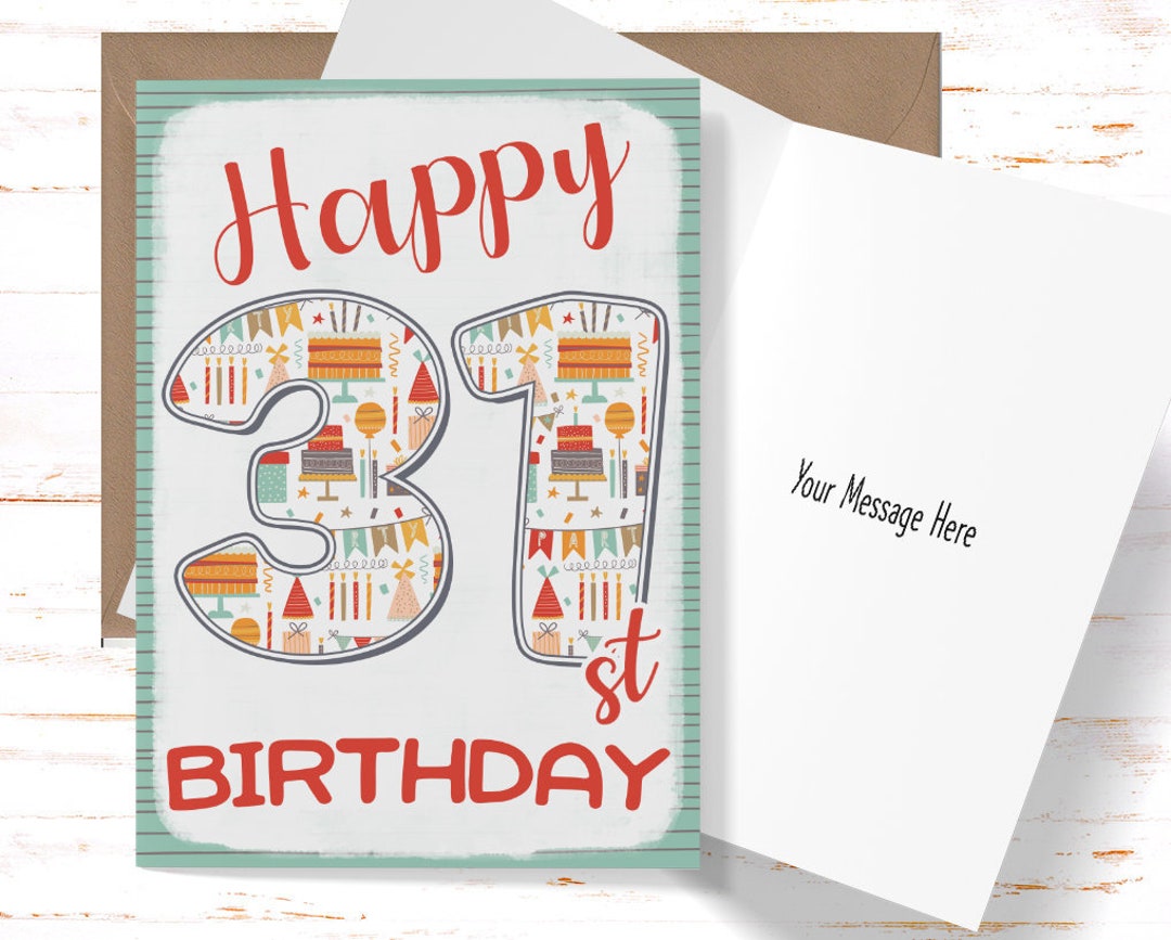 Happy 31st Birthday Card for Her Birthday Card for 31st - Etsy