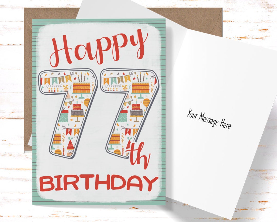 Happy 77th Birthday Card for Her, Birthday Card for 77th Birthday, Cute ...
