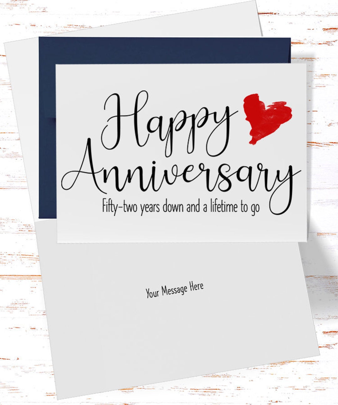 52nd Anniversary Card, 52nd Anniversary Gift, Fifty Two Year ...