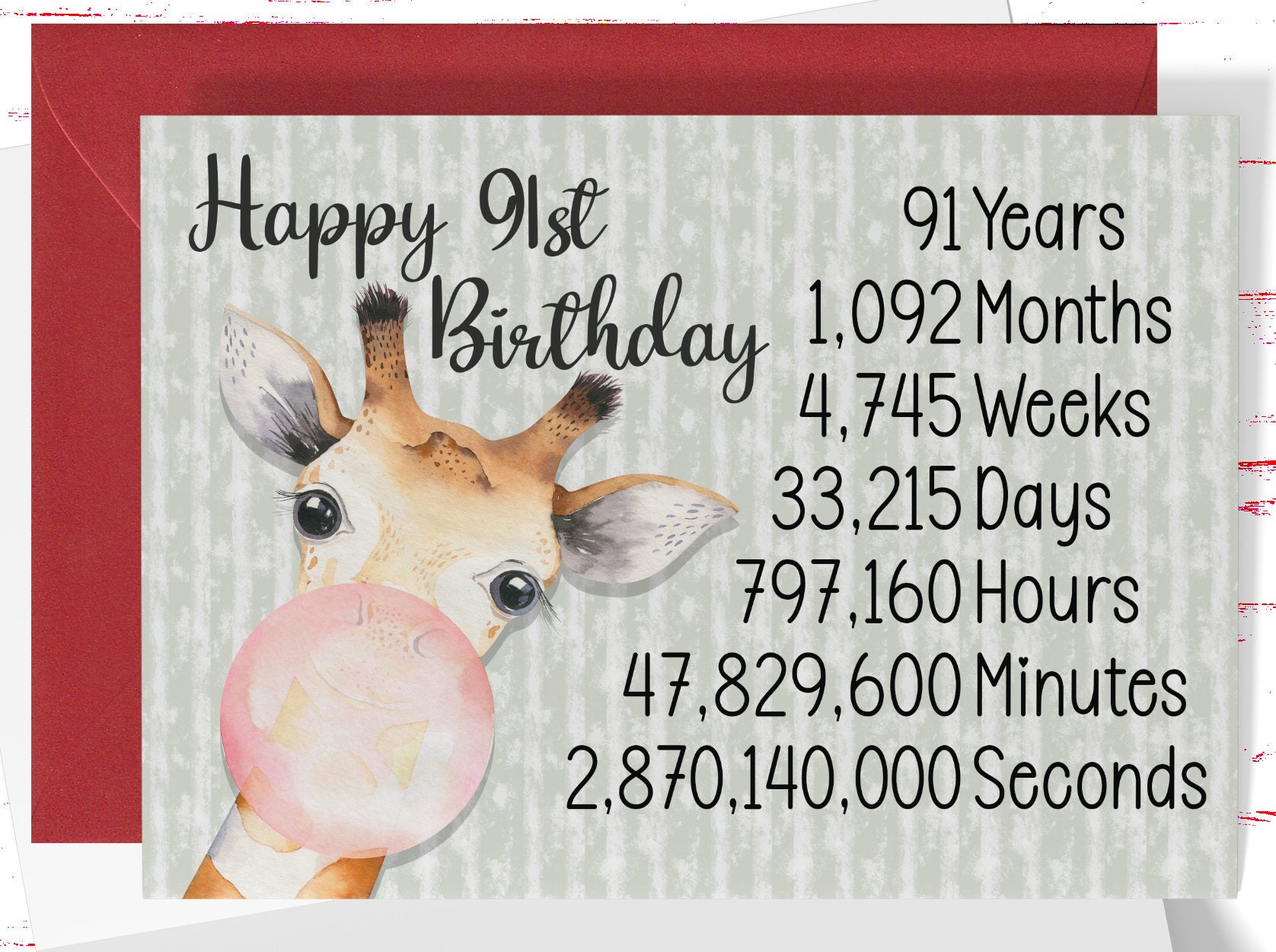 91st Birthday Card for Her Time Count Birthday Card 91st | Etsy