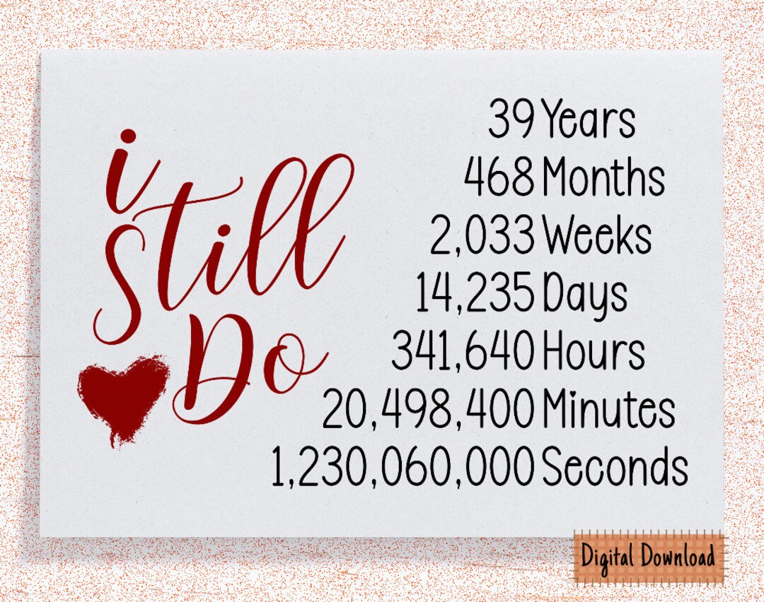 Printable I Still Do 39th Anniversary Card, 39th Anniversary for Him ...